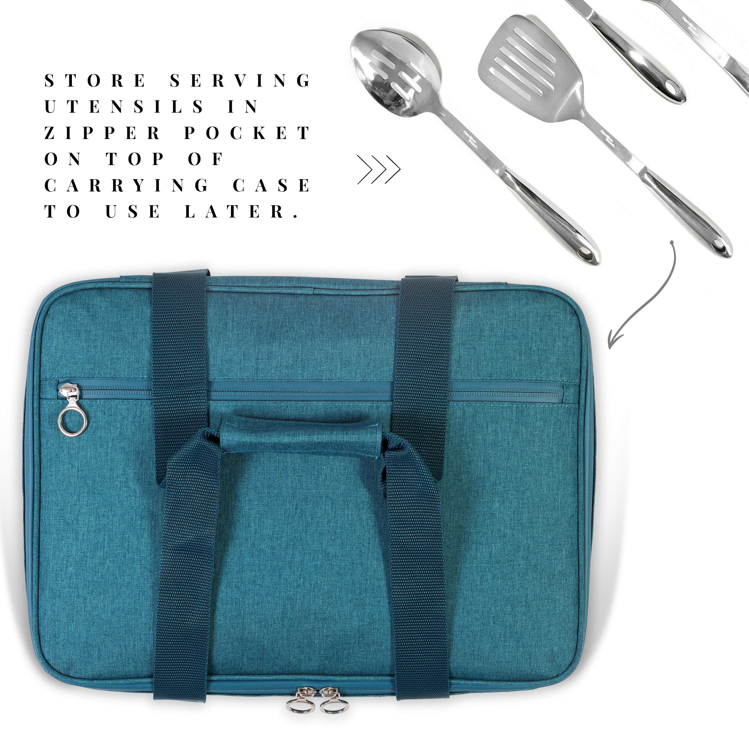 Insulated Casserole Carrying Case for Hot or Cold Food Storage, Perfect for Potlucks, Parties, Picnics, and Cookouts; Fits 9” x 13” Baking Dishes; Lasagna Casserole Carrying Case (Teal)