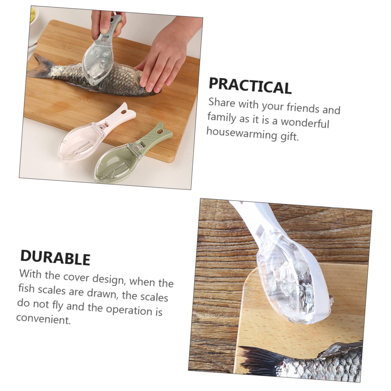 Holibanna 6 pcs Scale Remover Fish Cleaning kit Shrimp deveiner Tool frogmore Shrimp Cleaner Fish Scaler Shrimp Peeler and deveiner Tool Coconut Grater Tools as Peeling Machine with Cover
