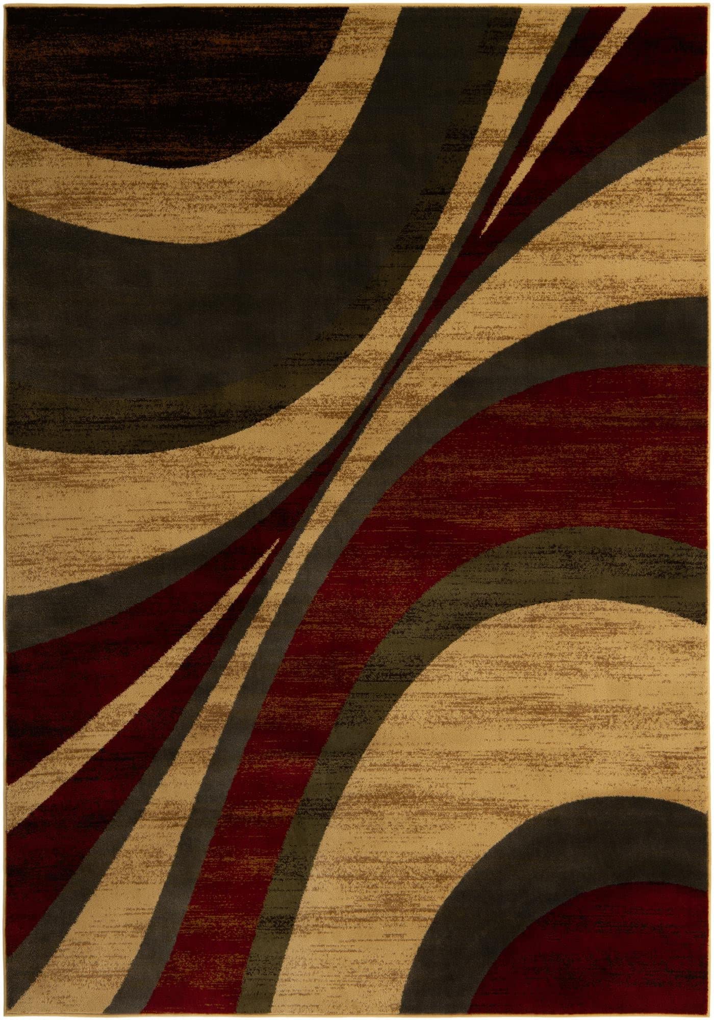 Unique Loom Barista Collection Area Rug - Ngada (7' 1" x 10' Rectangle, Beige/Red)
