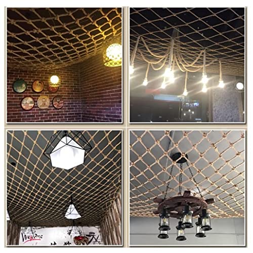 OUYOXI Safety net Child Protection net Decoration Net Hemp Rope 8mm, Multifunctional Hand Woven Retro Grid Net Safety Hemp Rope net Photo Wall, Hanging Net (Colour:Yellow,Size:1x1m(3.28x3