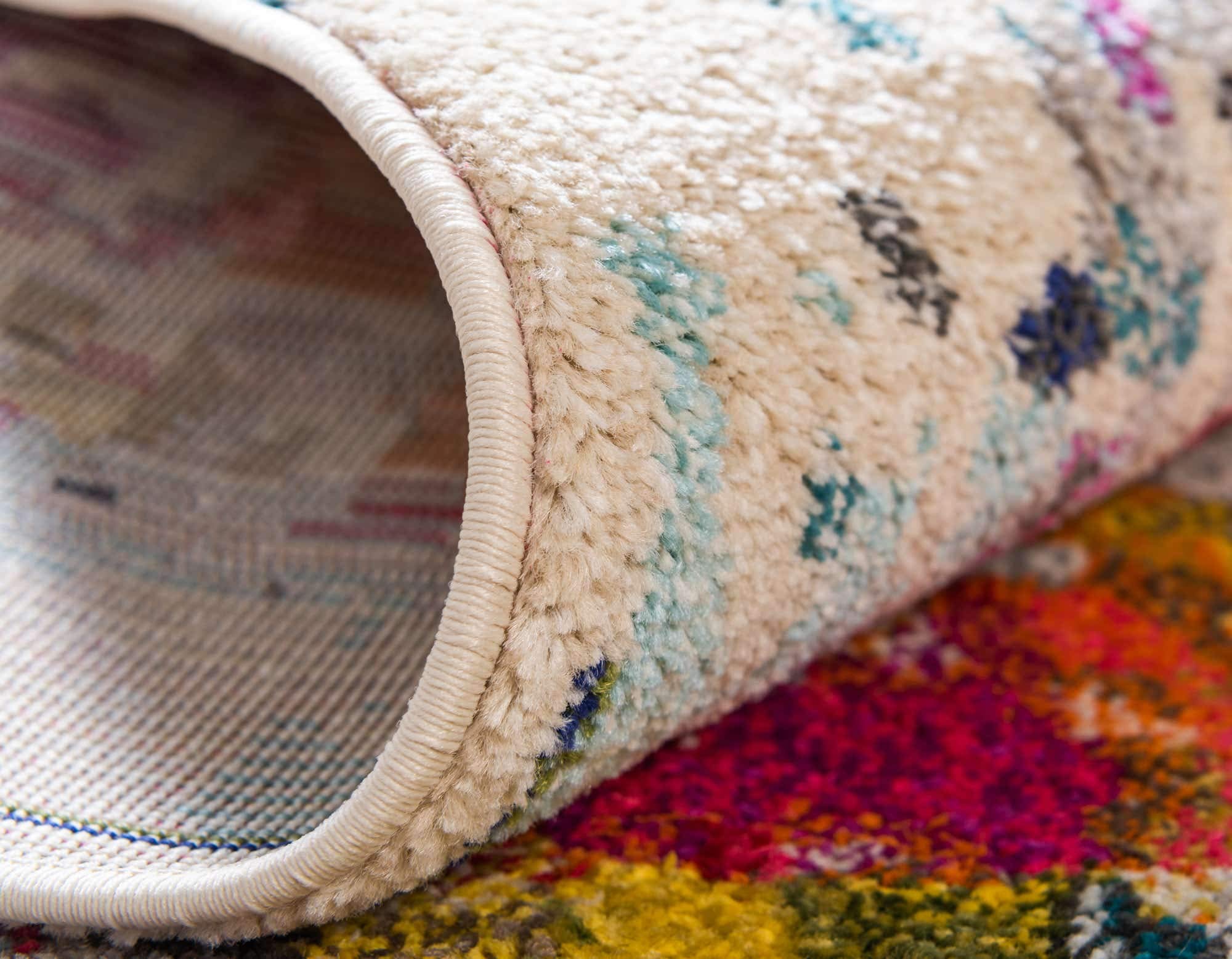 Unique Loom Estrella Collection Abstract, Bright Colors, Distressed, Modern Area Rug, 8 ft x 8 ft, Multi/Beige