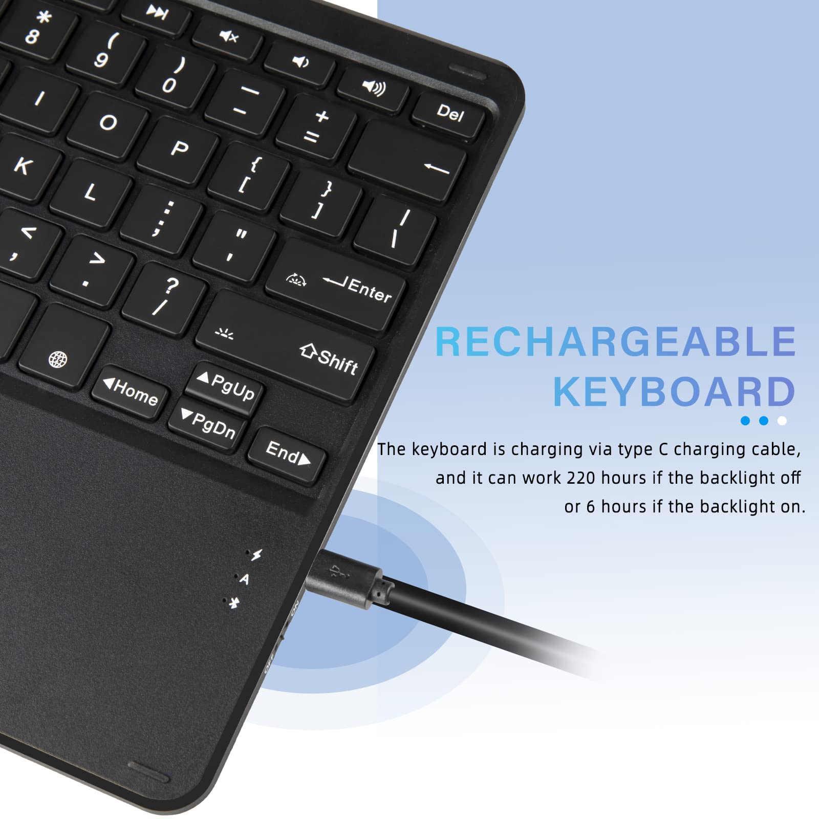 Keyboard Case with Touchpad for Samsung Tab S7 FE/ S7 Plus/ S8 Plus 12.4 Inch, 7 Colors Backlight, Stand Cover with Detachable Bluetooth Keyboard, Trackpad for Galaxy Tab S8+/ S7+ / S7 FE 12.4", Black