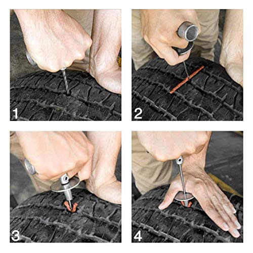 TOOLUXE 50003L Universal Heavy Duty Tire Repair Kit | 57 Piece Value Pack | Fix Punctures and Plug Flats | Ideal for Cars, Trucks, Motorcycle, ATV, Jeeps, Off Road Vehicles, RV, Tractors …