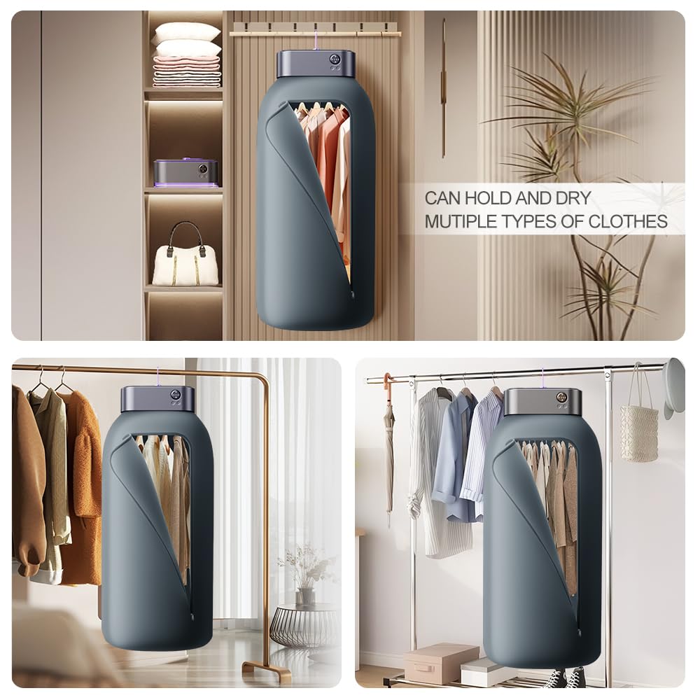 Mishcdea Portable Clothes Dryer Mini Clothes Dryer Save Space Folding Compact Dryer Machine With Dry Bag For Laundry Electric Portable Dryer For Camping ，Business Trip， Travel ，Home And Apartment