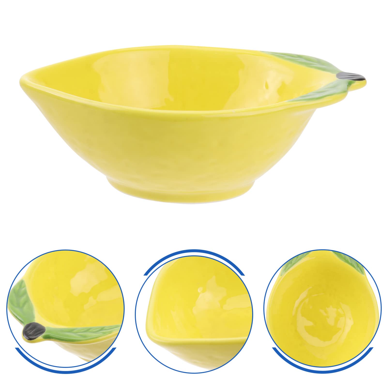 Kichvoe 4.7 * 3Inch Fruit Shaped Bowl Ceramic Lemon Shape Salad Bowl Decorative Snack Candy Nut Bowl Dessert Bowl Serving Plate for Home Kitchen