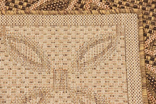 Unique Loom Outdoor Trellis Collection Area Rug - Spiral (2' 2" x 6' 1" Runner, Light Brown/ Brown)