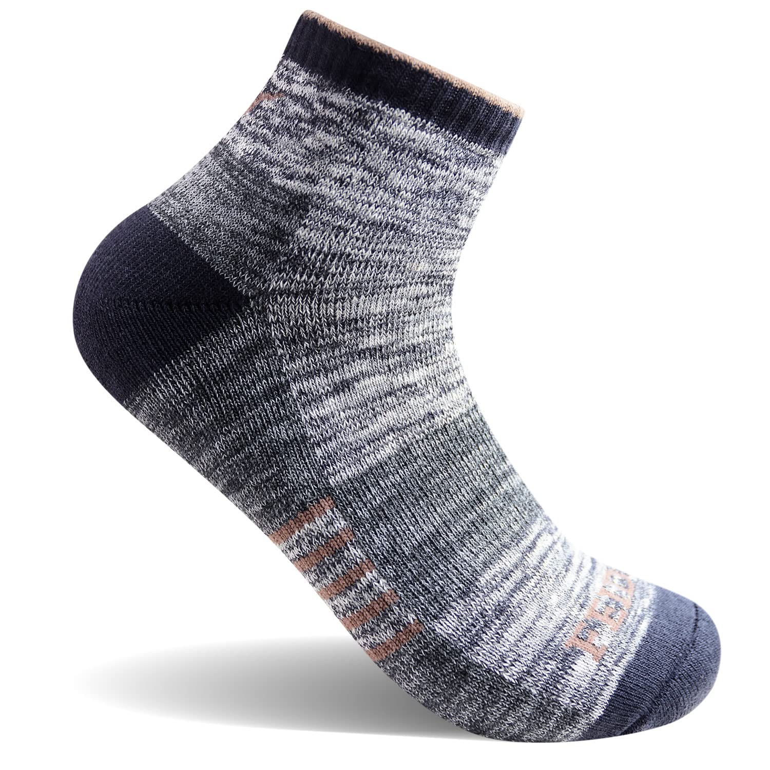 FEIDEER Women's Men's Hiking Walking Socks, Wicking Moisture Cotton Cushion Low Cut Ankle Socks (TJ-2-5MSS20305-M)