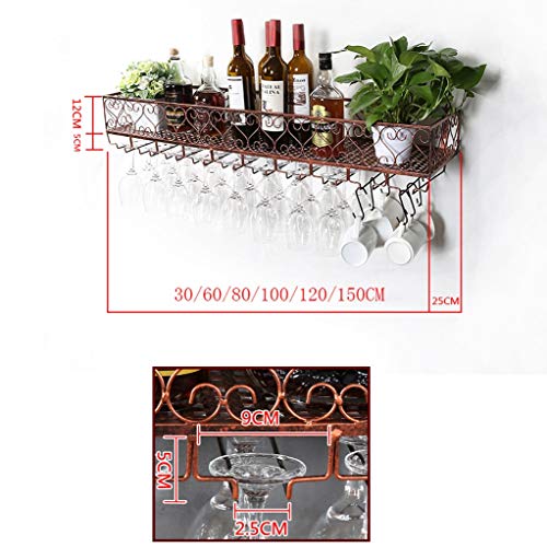 PIBM Stylish Simplicity Wine Shelf European Wrought Iron Hanging Wine Rack, Creative Wall Hanging Wine Rack, Black , 60CM