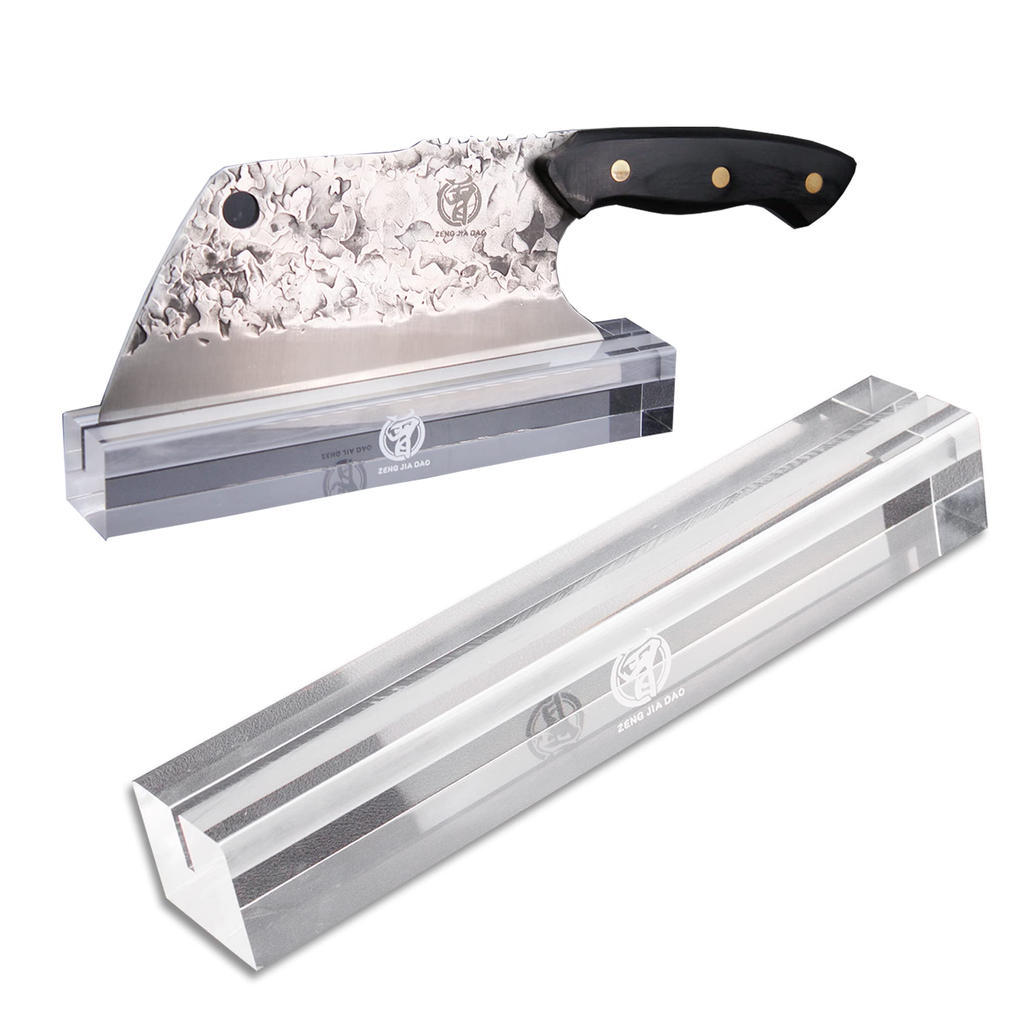 Knife Block/Knife Stand for Cleaver Nakiri Santoku and any Flat Edge Kitchen Knives -Trsnsparent Acrylic 2023 Gift
