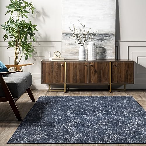 nuLOOM Elspeth Casual Faded Machine Washable Area Rug, 4x6, Navy