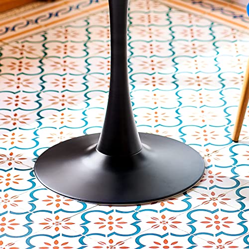 VONLUCE 32 Inch Round Dining Table with Faux Marble Top for Kitchen Bar Patio and More, Modern Small Coffee Table Living Room Accent Table with Tulip Style Metal Base and 165lb Capacity for 2-4, Black