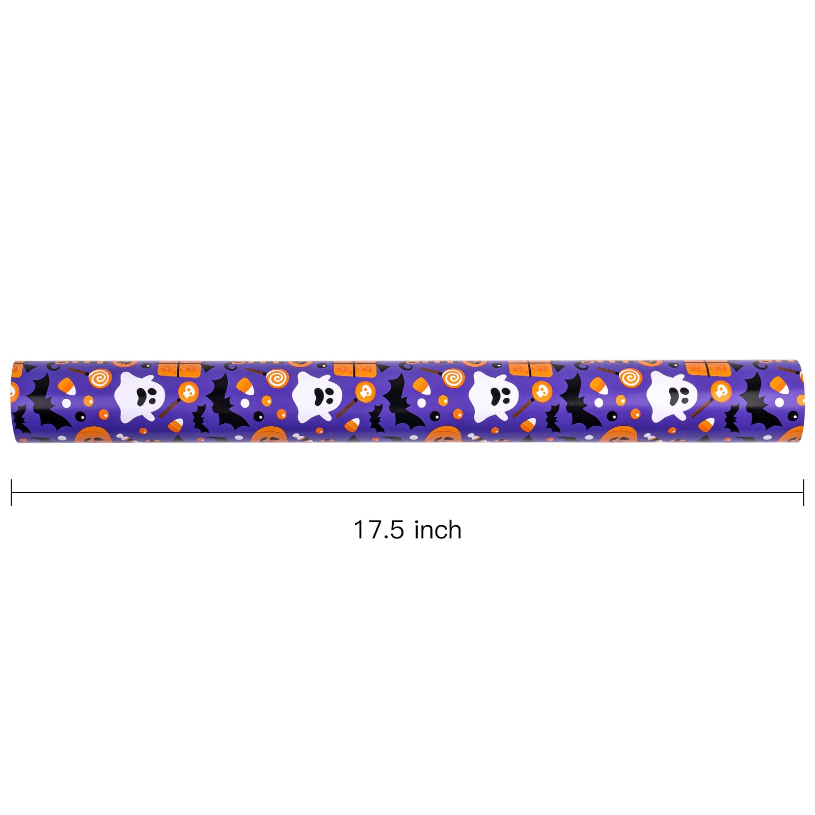 RUSPEPA Reversible Wrapping Paper Roll - Mini Roll - Pumpkin, Witch Hat, Bat and Ghost Pattern Great for Halloween, Party, Baby Shower - 17 Inches X 32.8 Feet