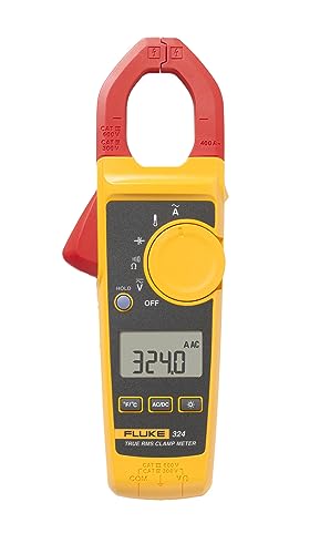 Fluke 324 True-RMS Clamp Meter with Temperature & Capacitance, Measure AC Current Up To 400 A and AC/DC Voltage Up to 600 V, Includes Backlit Display, Measure Resistance Up To 4000 Ohms