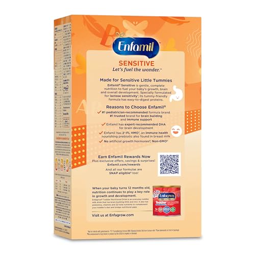Enfamil Sensitive Baby Formula with DHA, Iron & Prebiotics to help support Brain & Immune Support. Lactose Sensitivity Infant Formula Inspired by Breast Milk, Non-GMO, Powder Refill Box, 29.4 Oz