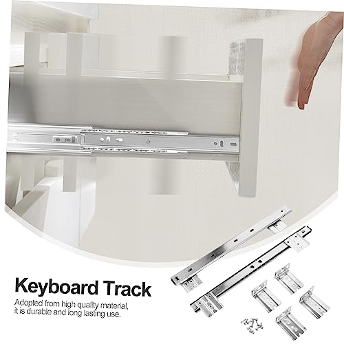OSALADI 2 Pairs Guide Desk Drawer Desk Trays Ball Bearings Furniture Slides Drawer for Desk Computer Desk Rails Rack Bearing Slides Keyboard Tray Rails Dedicated Cold Rolled Steel Hardware