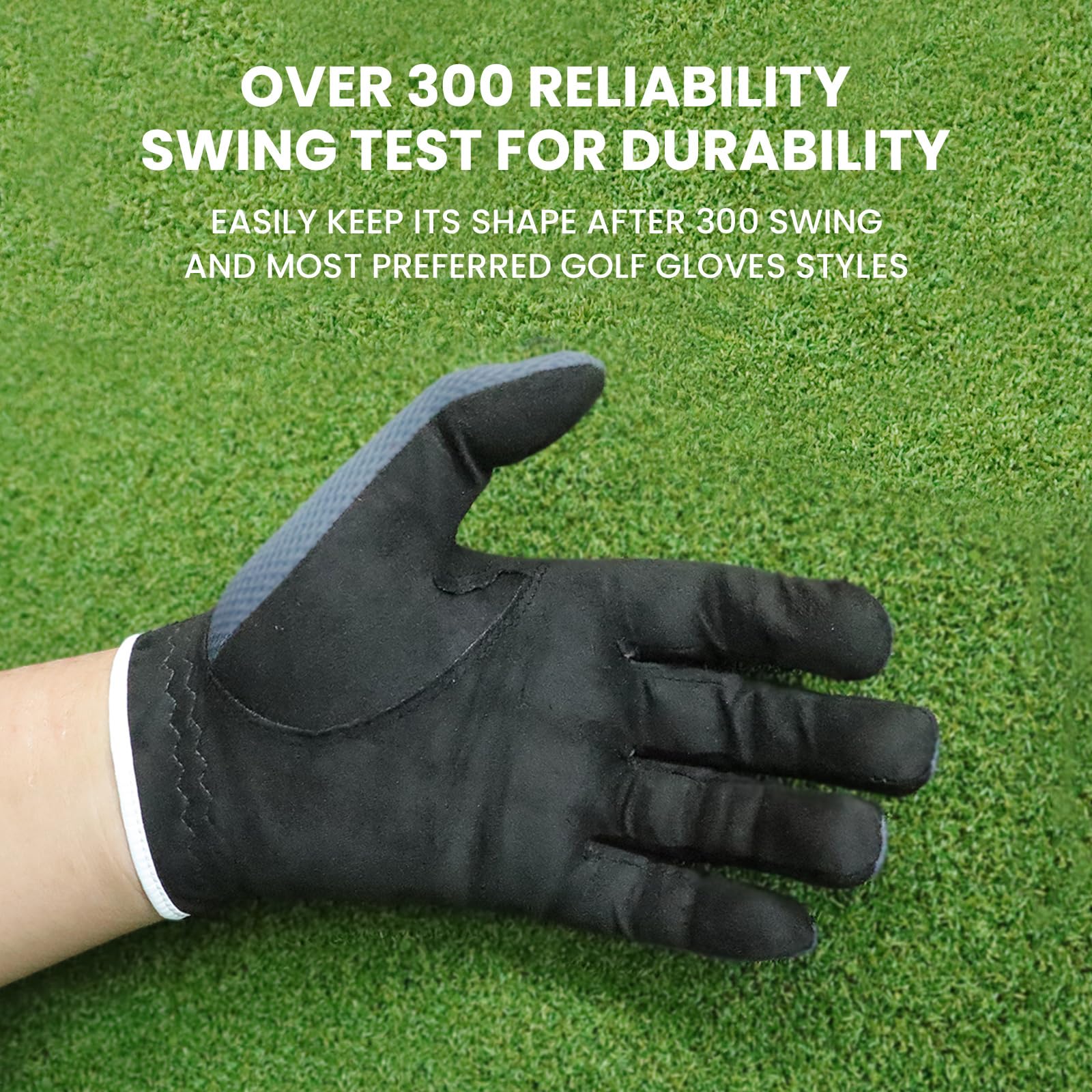 FINGER TEN Golf Gloves Men Right Left Handed Golfer Mens Glove RainGrip Hot Wet Weather Value 6 Pack, All Weather in Grey Medium/Large (Grey, Medium/Large, Left)
