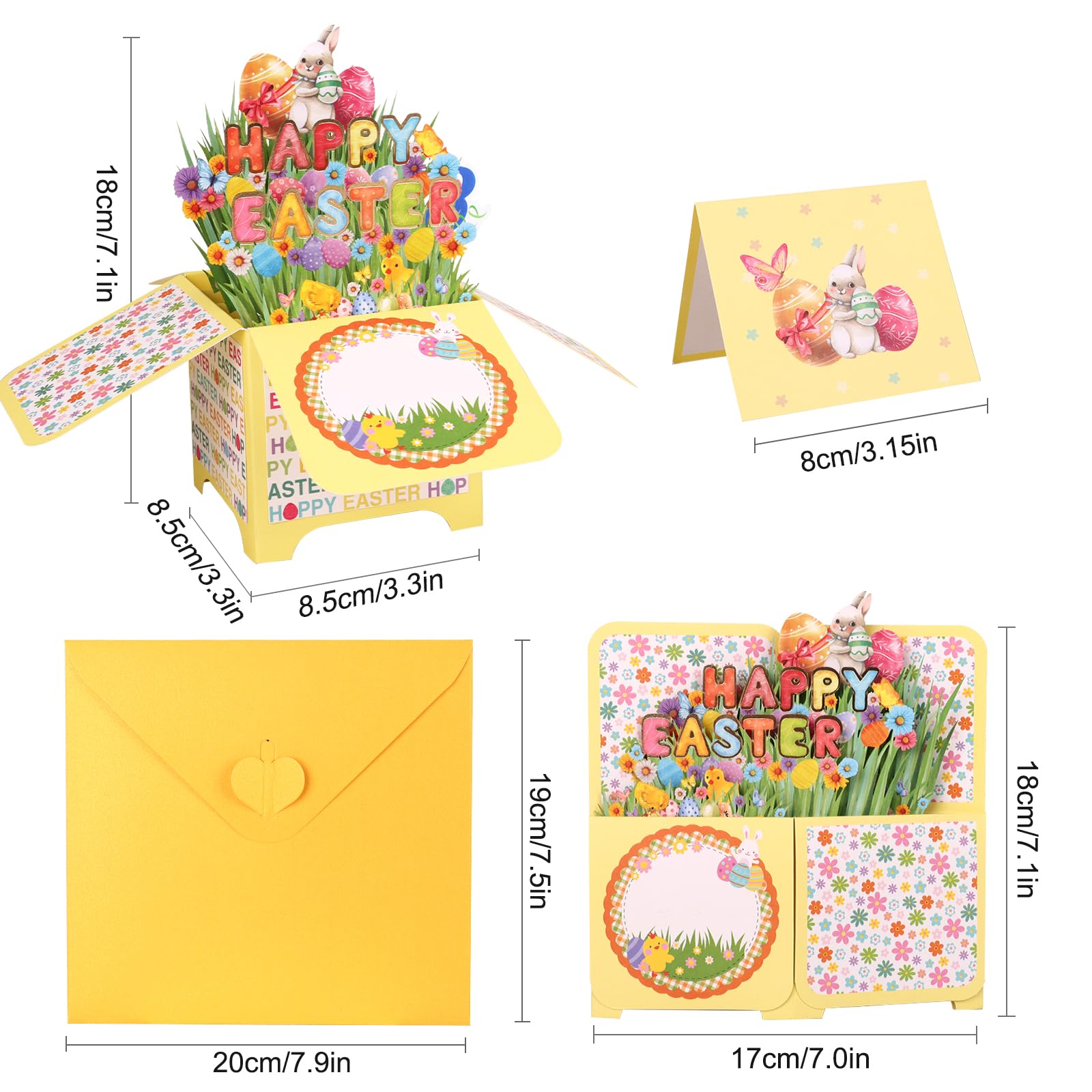 Giiffu Pop Up Easter Card, Happy Easter 3D Card for Kids with Note Card and Envelope, a delightful surprise Easter greeting card for Kids,Children,Family and Friends