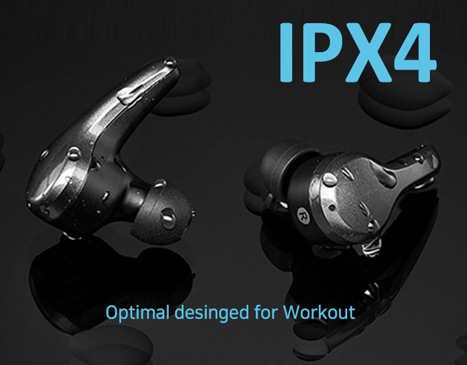 EXFIT BCS-T90 True Wireless Earbuds with Bluetooth 5.0, Charging Case, IPX4 Waterproof, Touch Control, 4 Mic, 24H Playtime, Hi-Fi Stereo Sound – Sports in Ear Earphones for iPhone & Android [Black]
