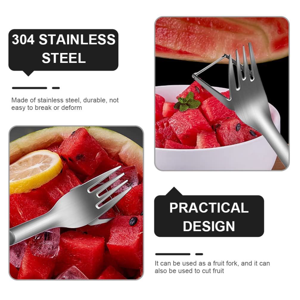 UPKOCH Vegetable Slicer Household Gadgets Stainless Steel Watermelon Slicer Fork: Watermelon Cutter Fruit Cutting Fork Vegetable Corer Cuber Carving Tool for Melon Home Tools Veggie Slicer
