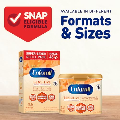 Enfamil Sensitive Baby Formula with DHA, Iron & Prebiotics to help support Brain & Immune Support. Lactose Sensitivity Infant Formula Inspired by Breast Milk, Non-GMO, Powder Refill Box, 117.6 Oz