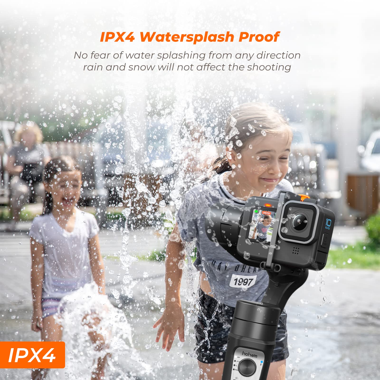Gimbal Stabilizer for GoPro Action Camera, Hohem iSteady Pro 4, 3 Axis Handheld Gimbal Tripod Splash Proof Quick Clamping for GoPro10/9/8/7/6/5/4/3, DJI Osmo Action, Insta 360 One R (4K Version)
