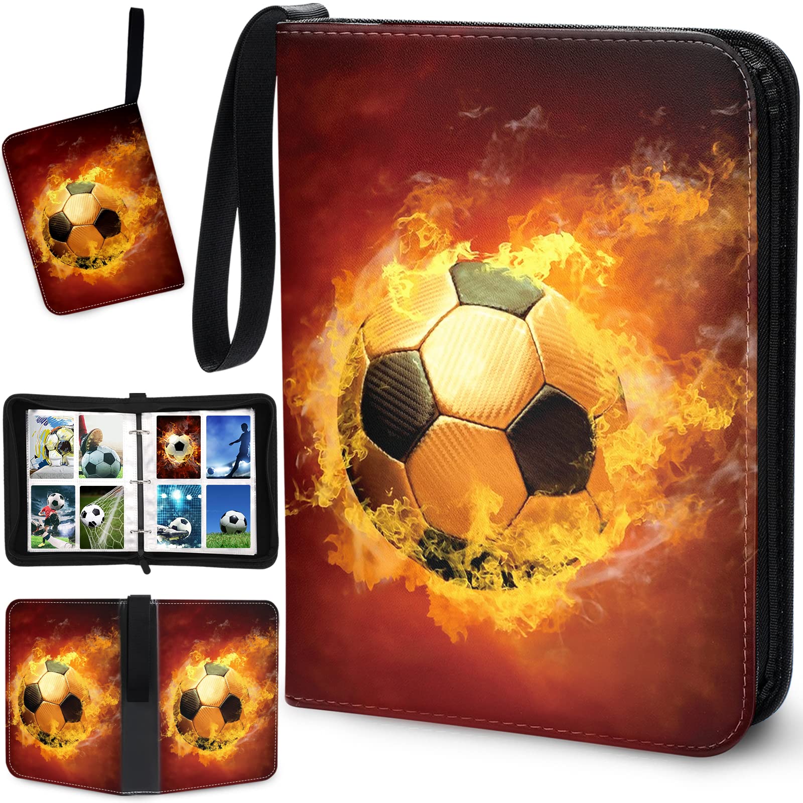 IDJWVU Large Capacity Card Binder with 50 Transparent Removable Sleeves, Multi-Protection, Water-Resistant PU Leather Exterior, Suitable for Standard Cards, Ideal Gift for Kids