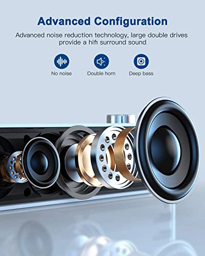 LENRUE Computer Speakers, Bluetooth 5.0 PC Speakers with MIC, Bass, Wired/Wireless Speaker for Desktop Computer, PC, Laptop, Tablet, Phone and More
