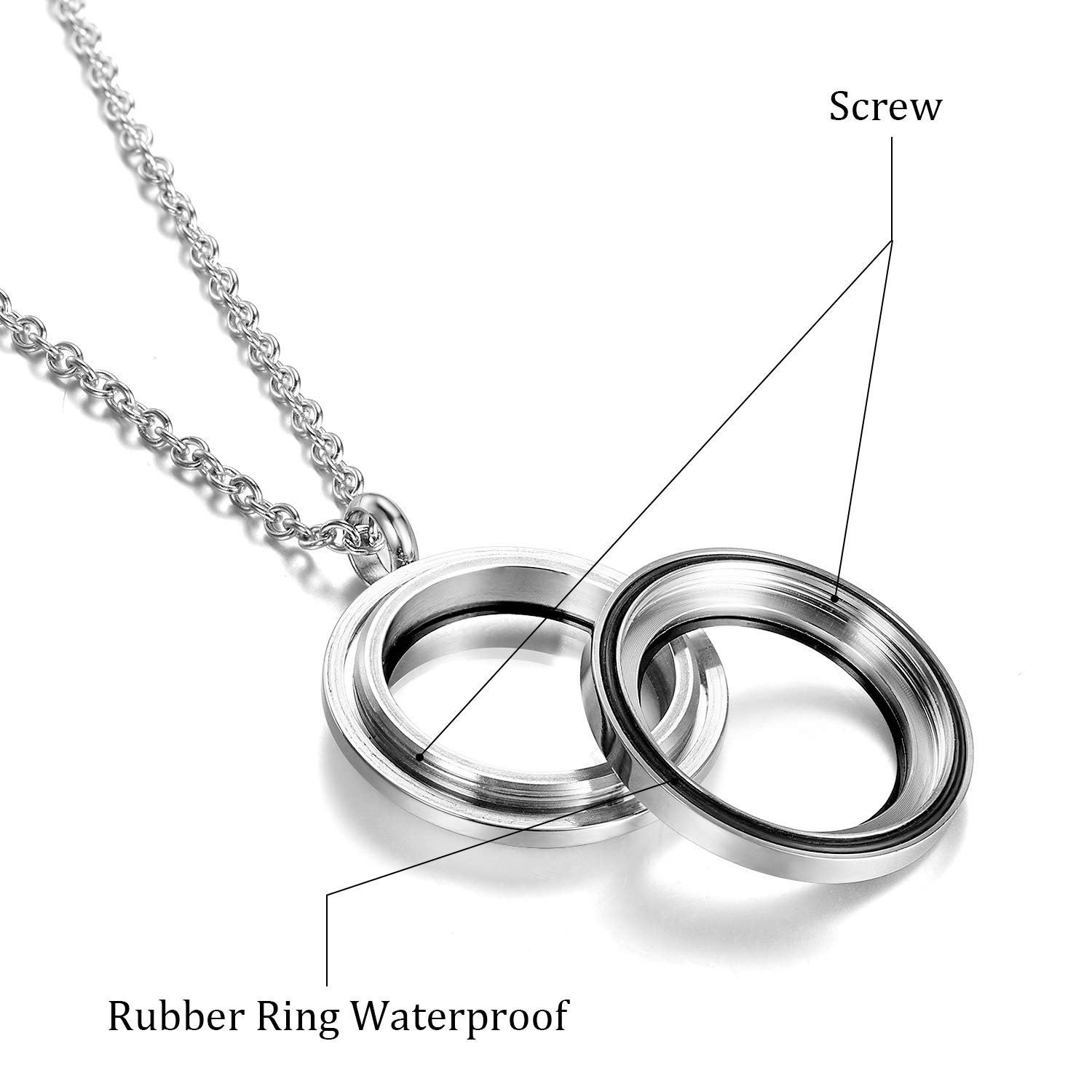 EVERLEAD Locket Necklace, DIY Floating Round Locket Pendant, Living Floating Memory Necklace for Women Friendship Necklace Memory Nostalgic