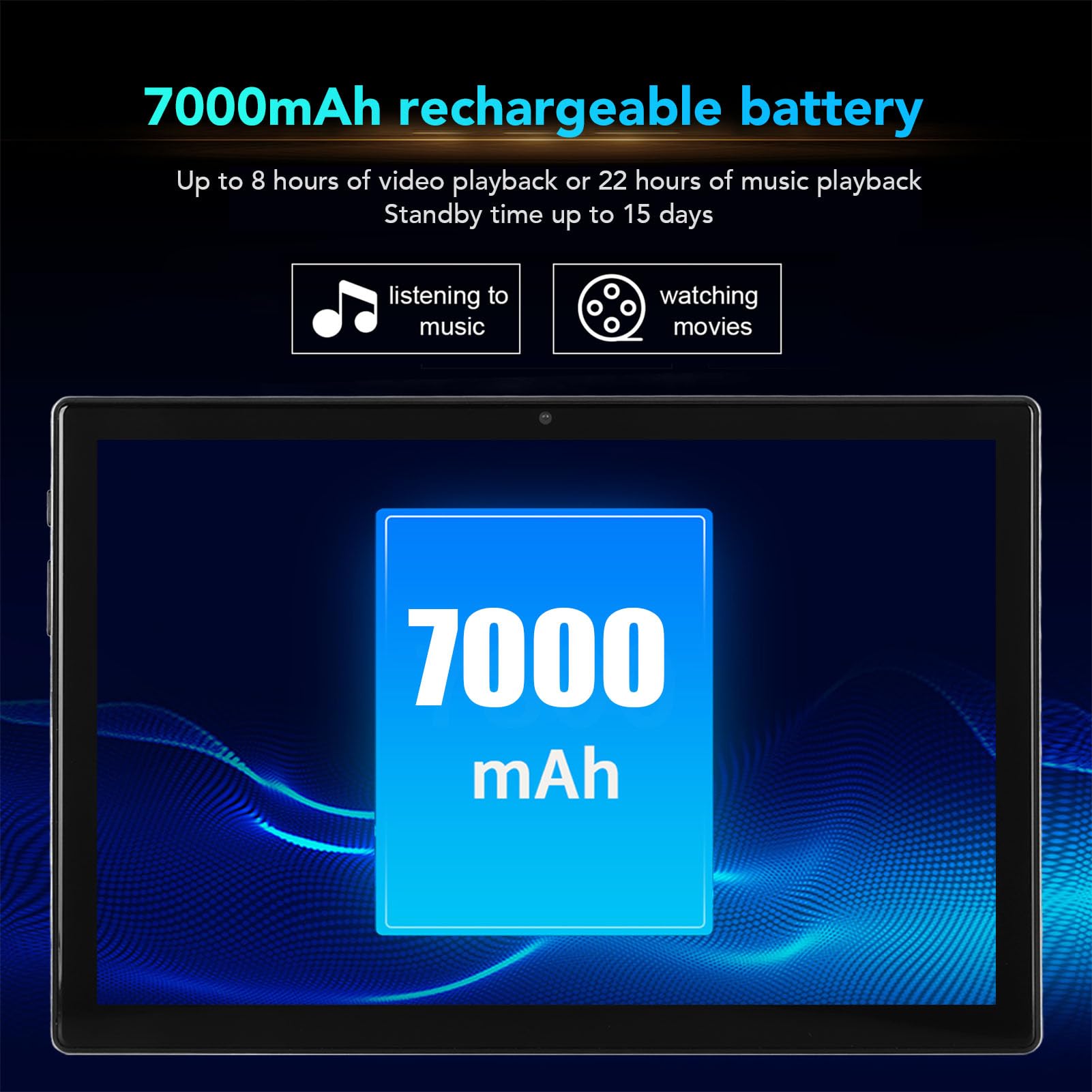 GLOGLOW HD Tablet, 10.1in FHD Gaming Tablet 7000mAh 5G WiFi 4G LTE for School (US Plug)