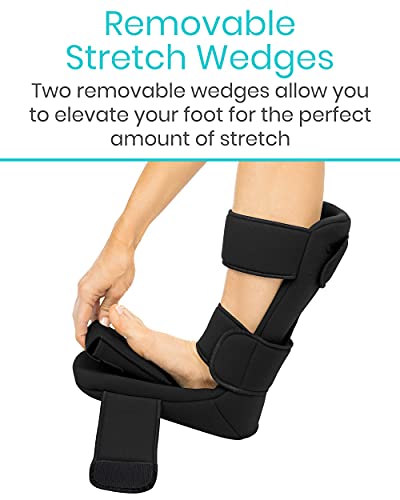 Vive Plantar Fasciitis Night Splint Plus Trigger Point Spike Ball - Soft Leg Brace Support, Orthopedic Sleeping Immobilizer Stretch Boot (Medium: Men's: 5.5-8, Women's 7-9.5)