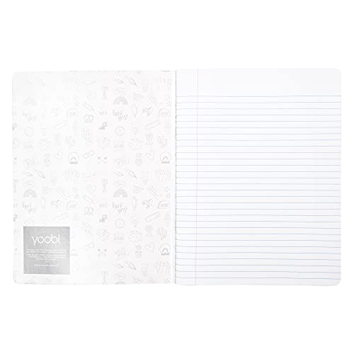 Yoobi Composition Notebook Set - 3 Pack of Composition Notebooks, 100 Sheets Each, Kids Notebooks College Ruled - Rainbow, Frenchie Polka Dot, Pando Unicorn Notebooks - 7.5" x 9.75", 3 Pack