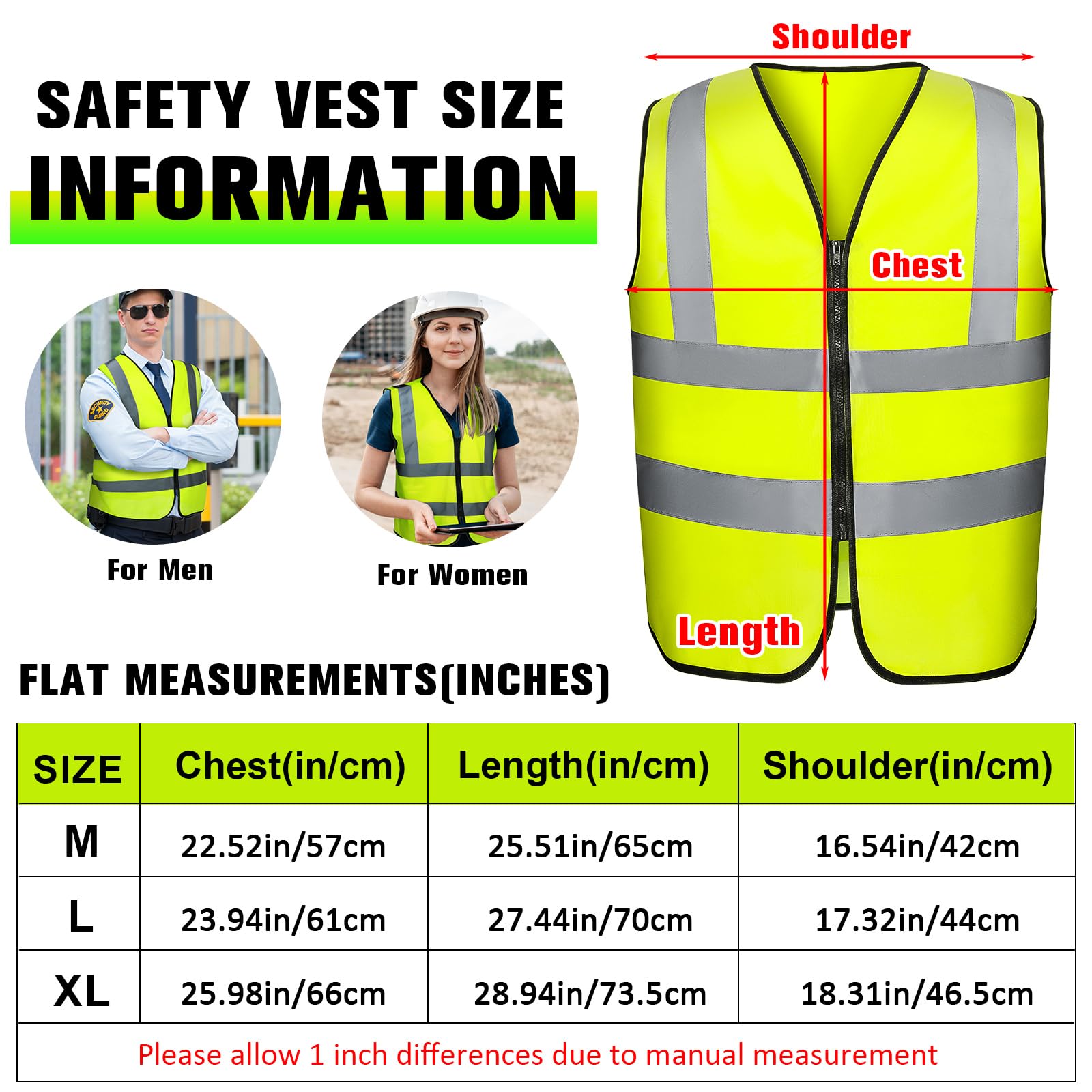Zhanmai 10 Pcs Reflective Safety Vest Yellow High Visibility Vest Construction Work Vest for Men Women(M)