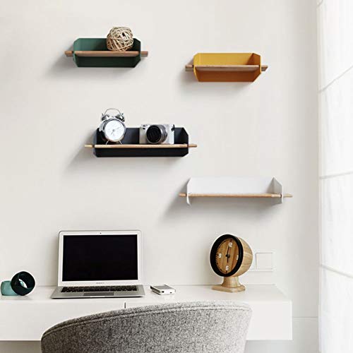 PIBM Stylish Simplicity Shelf Wall Mounted Floating Rack Wooden Collections Living Room Creative,3 Sizes,6 Colors Avaliable, Yellow , 29.5X10X15cm