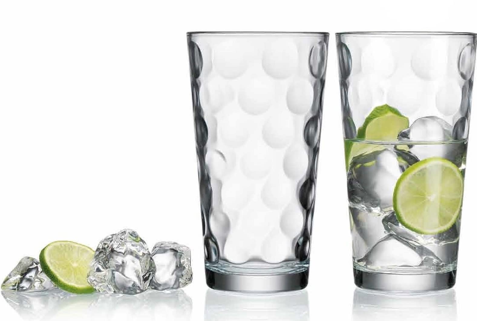 Home Essentials & Beyond Drinking Glasses Set of 4 Highball Glass Cups Bar Glasses, Uses for Juice, Water, Cocktails, Beverages, and Iced Tea. Dishwasher Safe