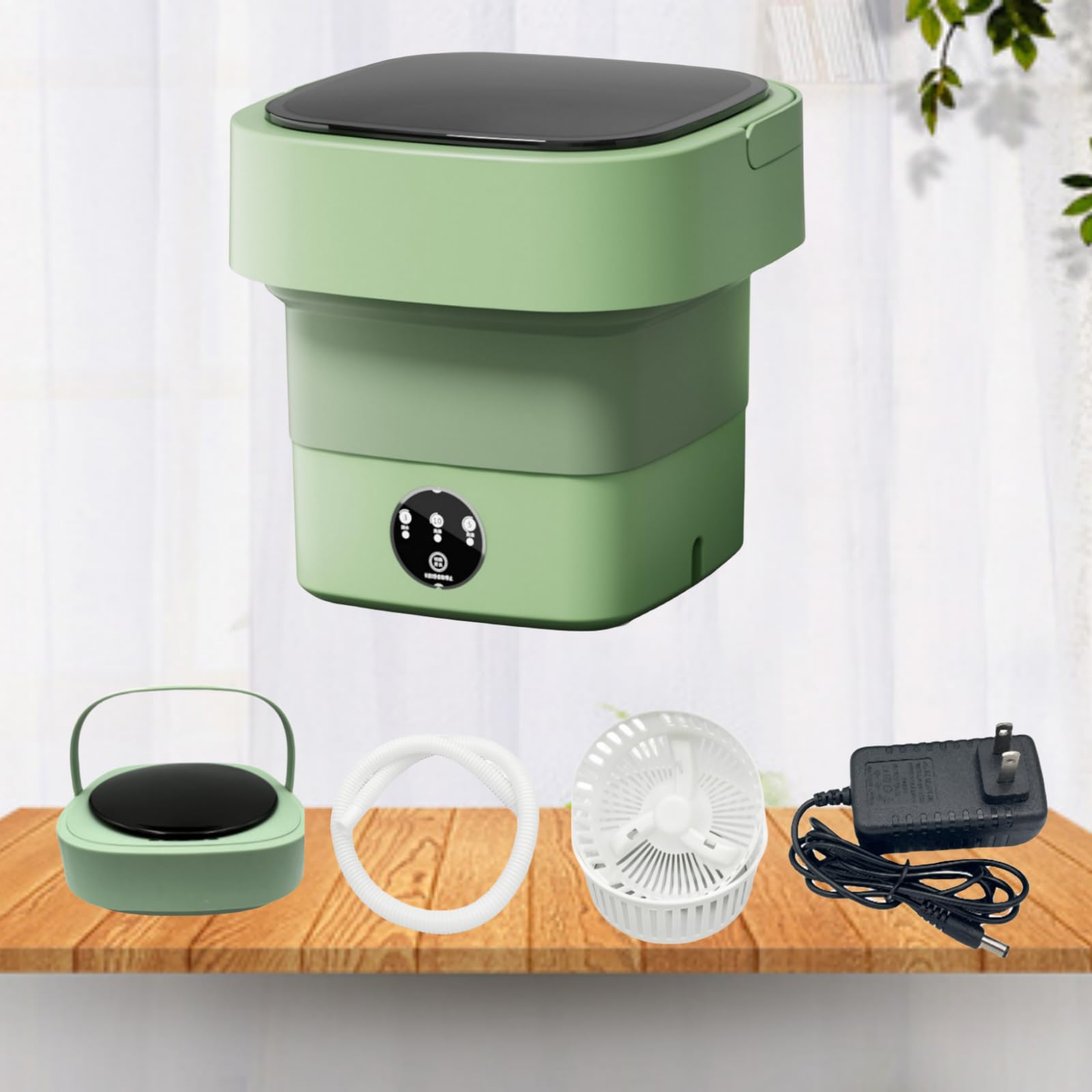 SZPENGC Mini Portable Washing Machine, Foldable Washing Machine for Apartments, Camping, Travel, 8L High Capacity with 3 Modes Deep Cleaning of Underwear, Baby Clothes and Other Small Clothes(Green)