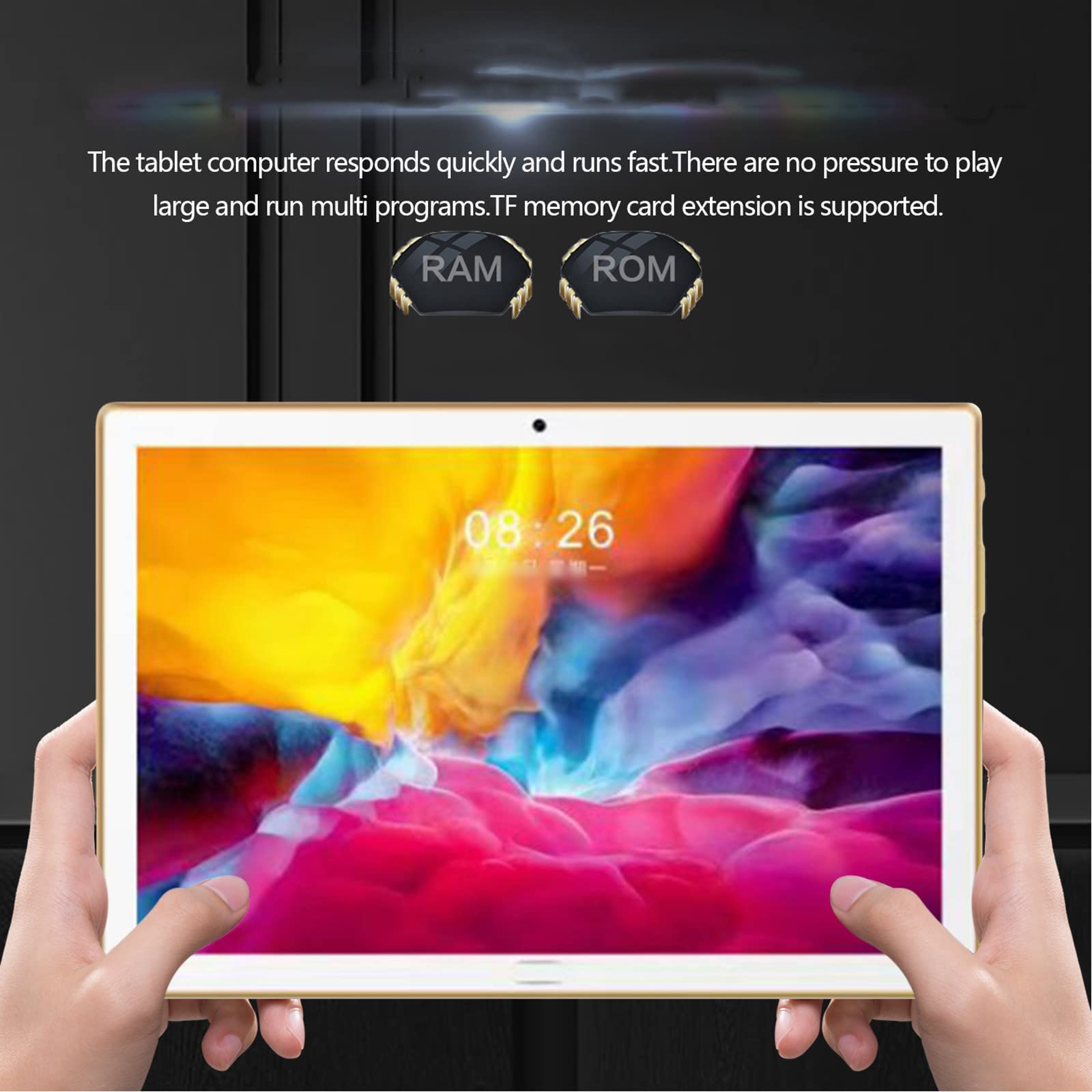 Idoravan Tablet 10 Inch Android Tablets, 16GB ROM 256GB Expand，3800mah Battery, 1GB RAM Tableta, Dual Camera WiFi BT 10.1'' IPS HD Touch Screen, 10IN Tabletas (Gold)