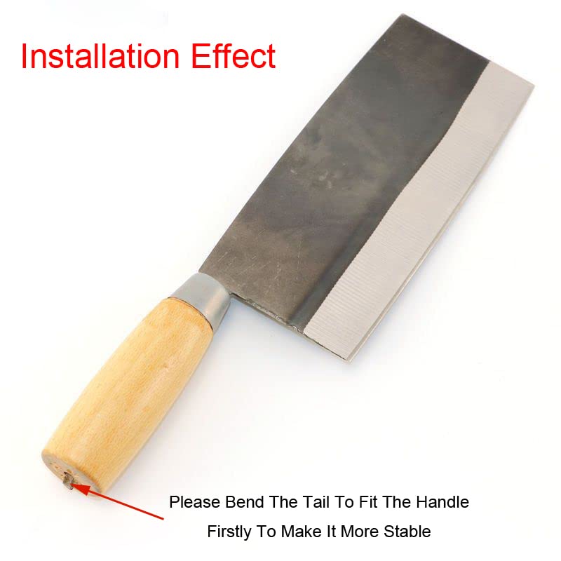 TorSor 2 Pack Kitchen Knife Handle Replacement Wooden Round Grip for Chinese Chef's Knives Vegetable Meat Cleaver Bone Chopper Japanese Cutter Repair Scales DIY Parts