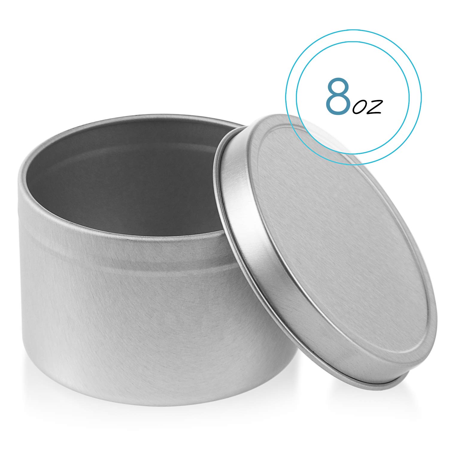 Hearth & Harbor Tin Candle Jars for Making Candles - DIY Candle Containers with Lids - Metal Candle Jars - Bulk Tins Storage for Candle - (24 Pieces) - (8 Ounces) - Stainless Steel