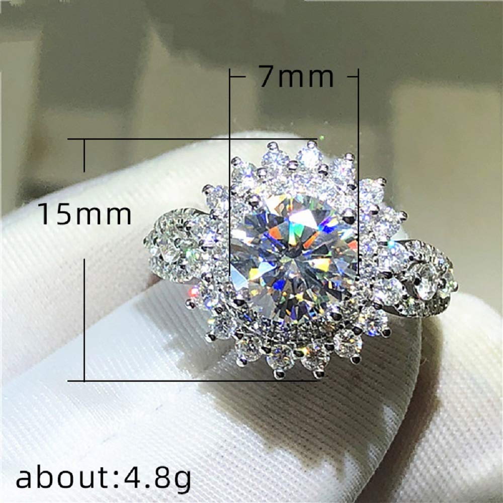 GUIDECUN Fashion Round Cut CZ Cubic Zirconia Pavé Modern Simulated Diamond Halo Ring Shining Wedding Party Statement Ring (US Size 10)