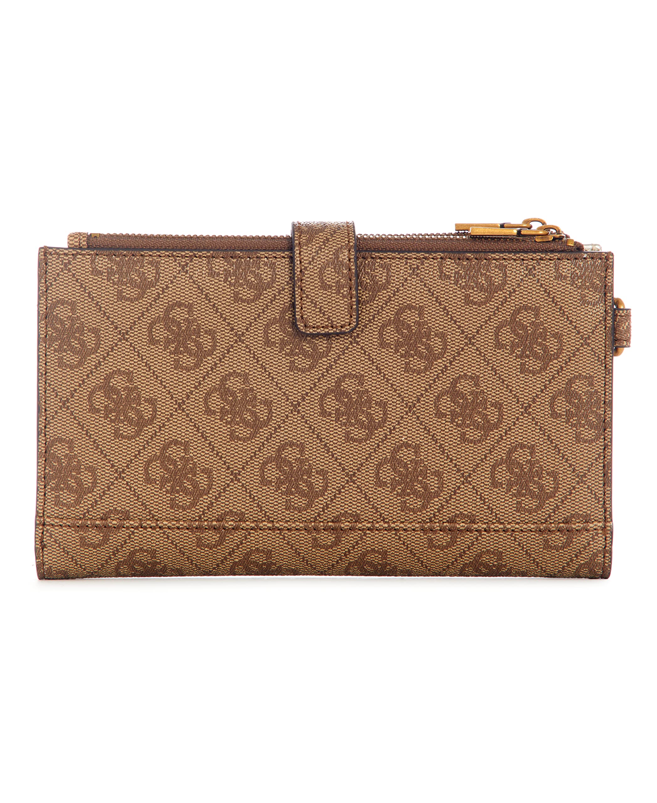 GUESS Nell Double Zip Organizer Wallet, Latte Logo/Rosewood