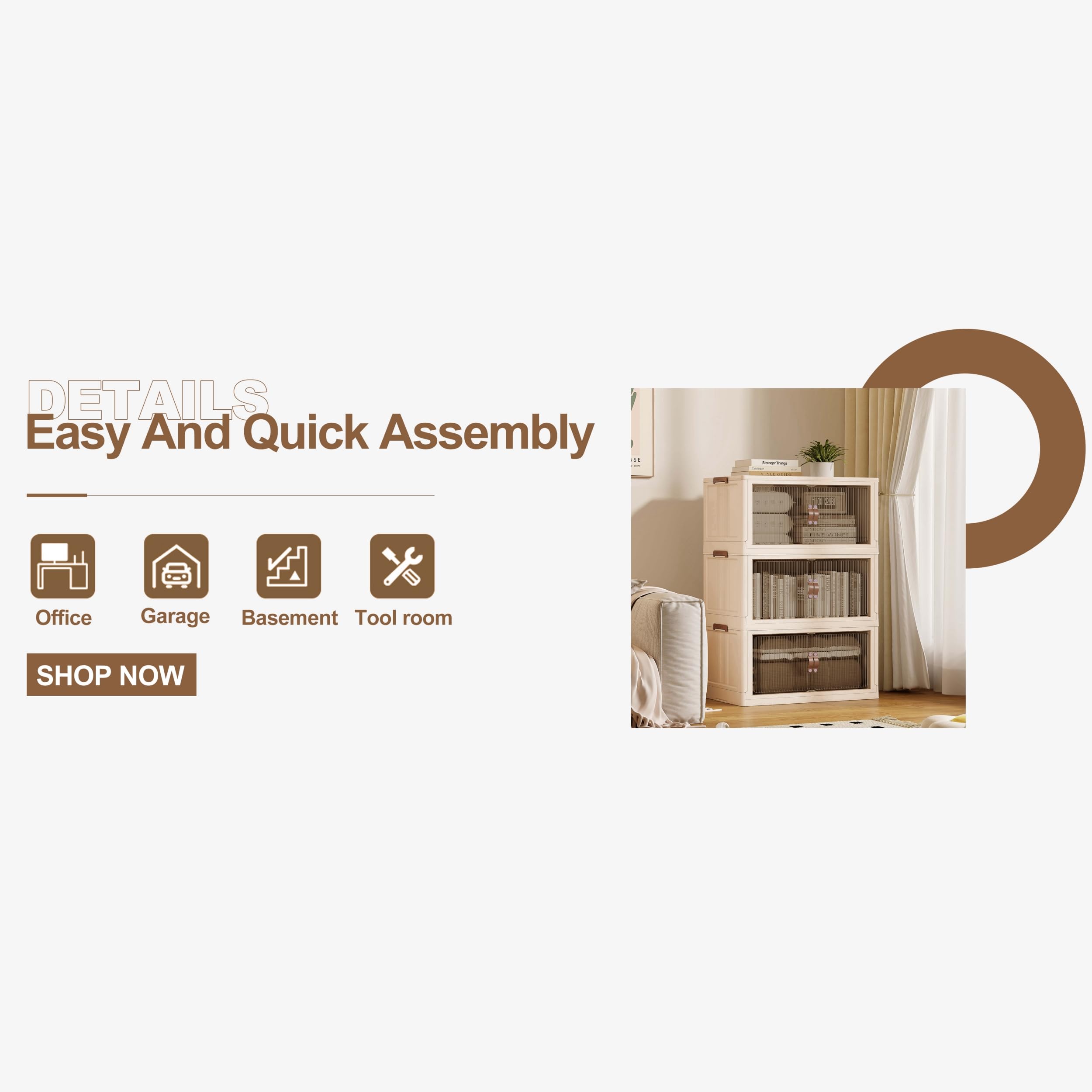SAILUN 73Gal(293Qt) Stackable Storage Bins Folding Collapsible Storage Bins with Lid, Closet Organizers and Storage, Storage Box with Door Beige 27.6" Wx17 Dx46.8 H