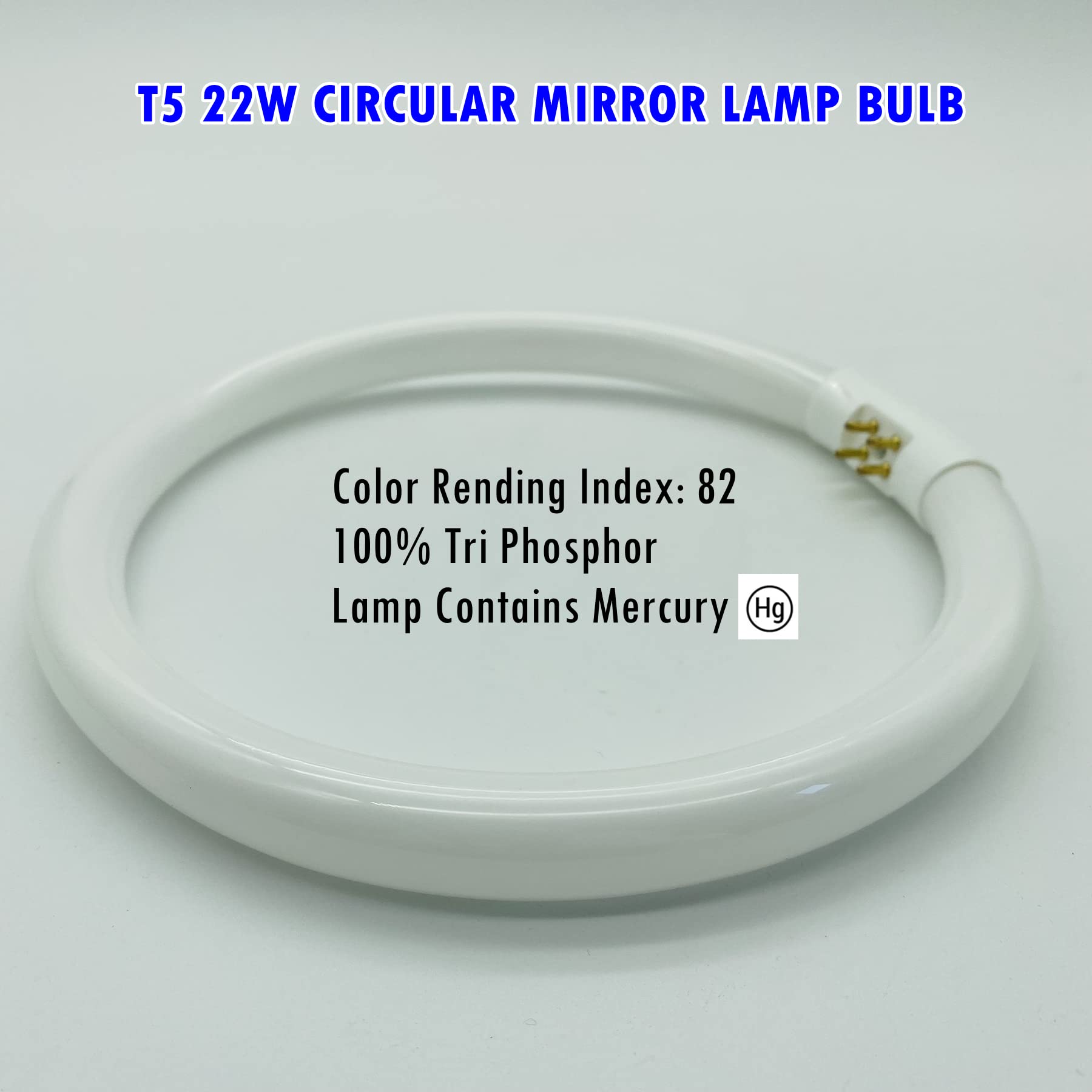 Fluorescent T5 22W Circular Mirror Light Bulb Circline Circular Fluorescent Light Bulb Replacement for Floxite/Zadro/Riato Mirror Bulb Round Bulb Cool Daylight 6500K Base G10q 4pin