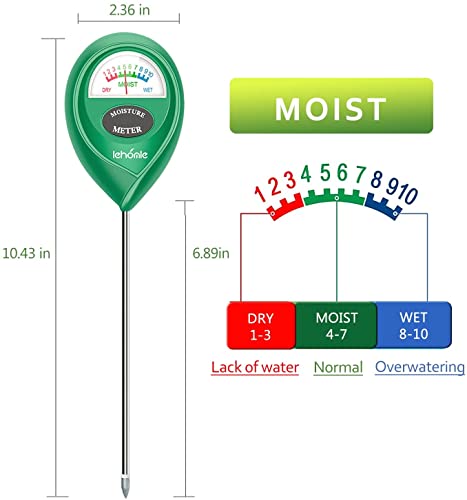 lehomle Soil Moisture Meter - Plant Water Meter - Moisture Meter for House Plants, Plant Care Tools-Green