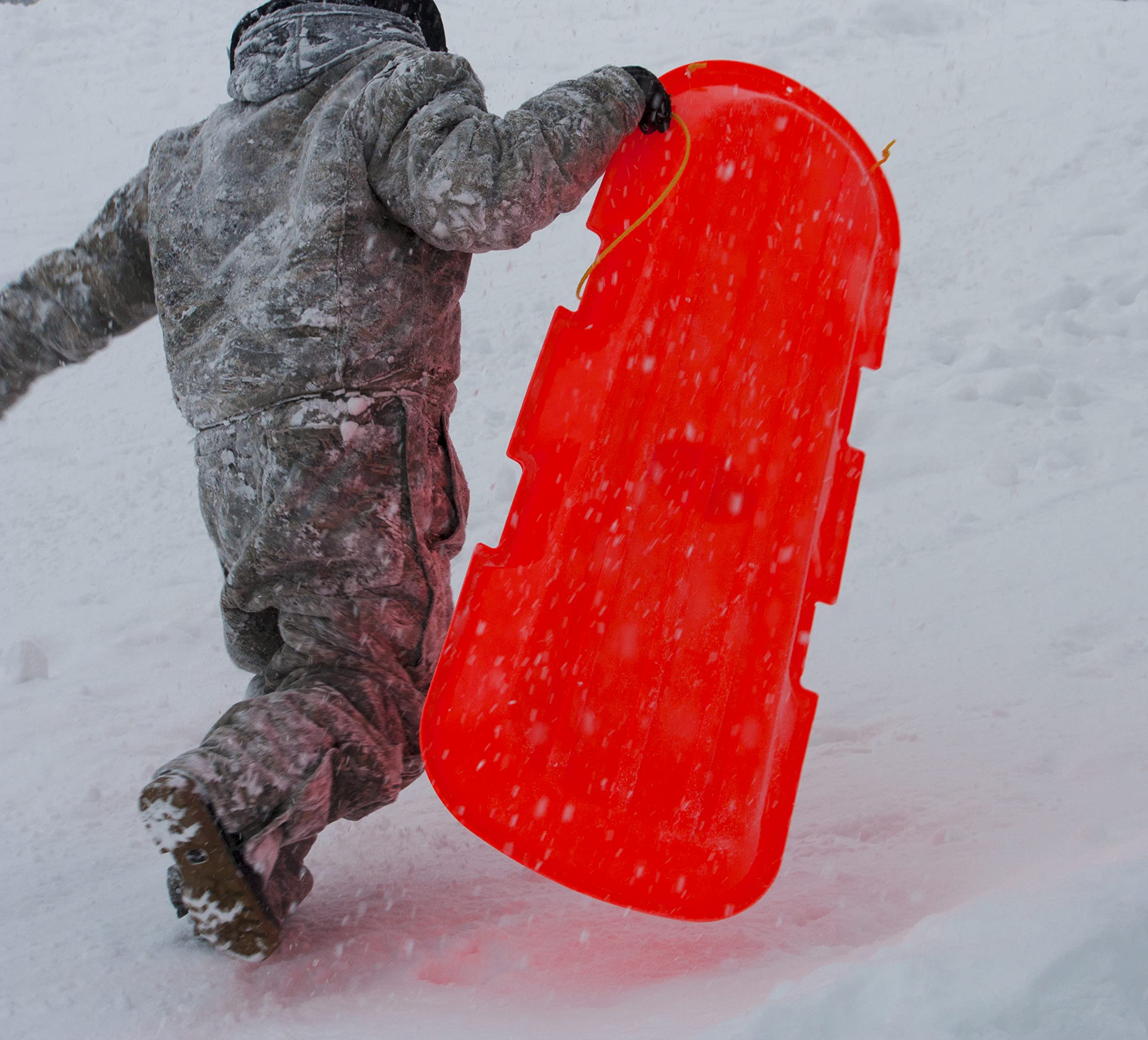 ESP 48" Day Glow Sno-Twin Toboggan β Two-Rider Sled β Tough Polyresin, Diamond-Polished Bottom β Neon Orange 1143