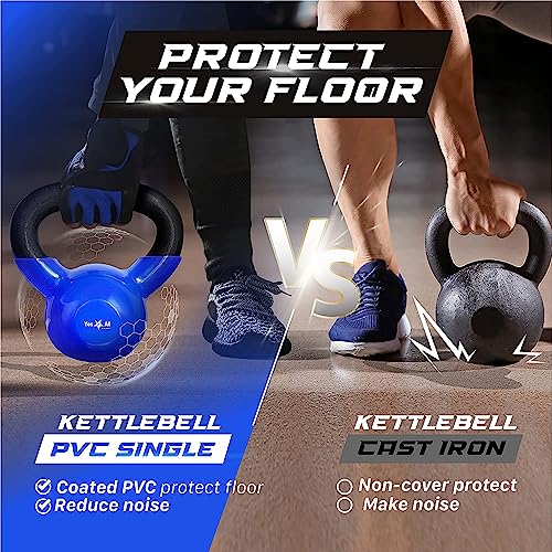 Yes4All Vinyl Coated Kettlebell Weights Set β Great for Full Body Workout and Strength Training β Vinyl Kettlebell 15 lbs