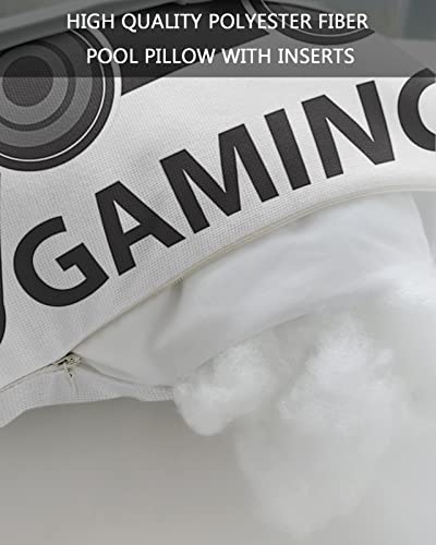 Outdoor Pillows Covers with Inserts WE GAMING Gray Gamepad Continuous Joystick Waterproof Recliner Pillow with Adjustable Strap Throw Pillows for Patio Furniture Pool Lounge Chair, 12x20 inch, 2PCS