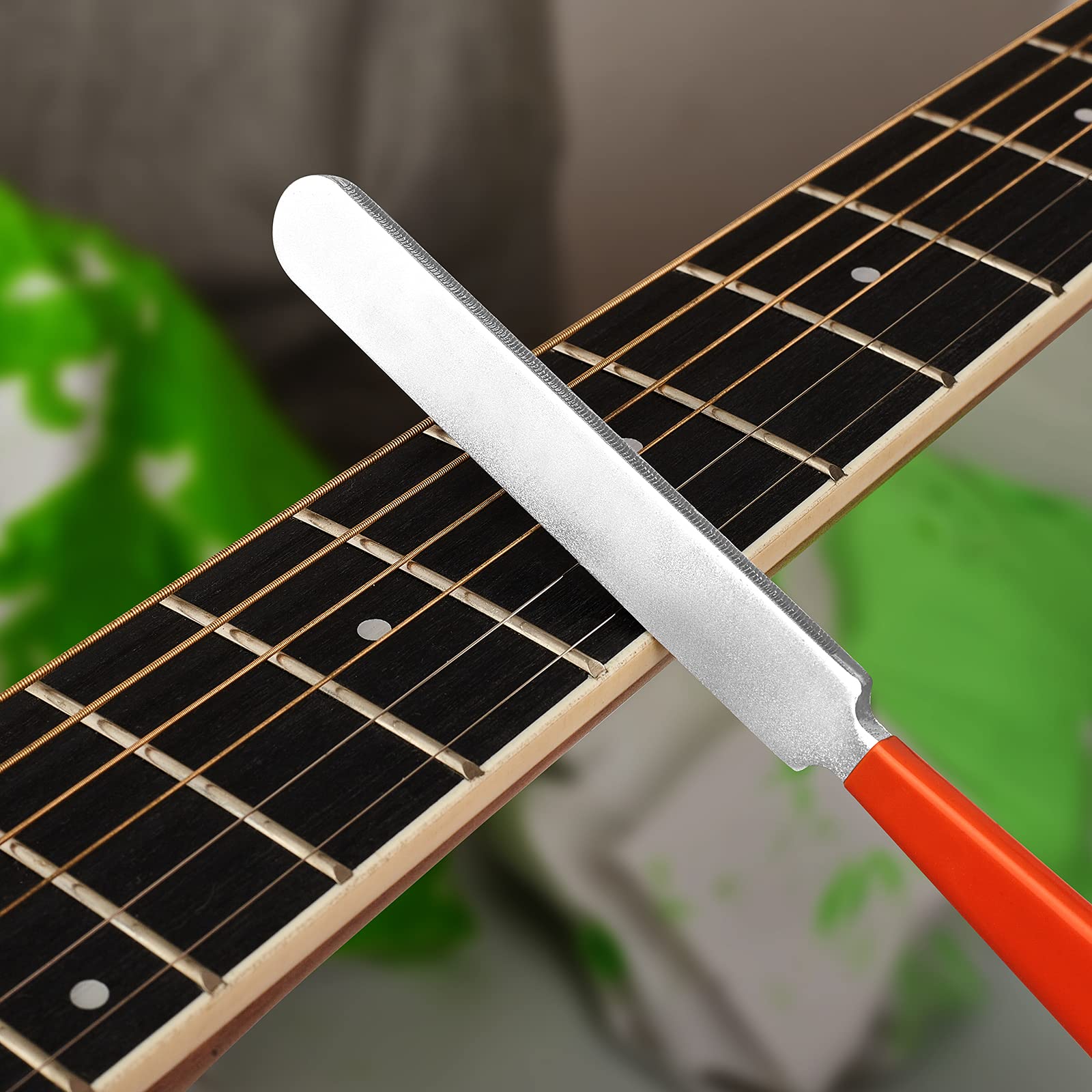 Guitar Luthier Tool Set Including Guitar Fret Crowning File, Fret Leveling Beam Sanding Leveler Beam, Fret Rocker, Fingerboard Guards, String Spreaders and Replacement Sanding Papers for Guitar Bass