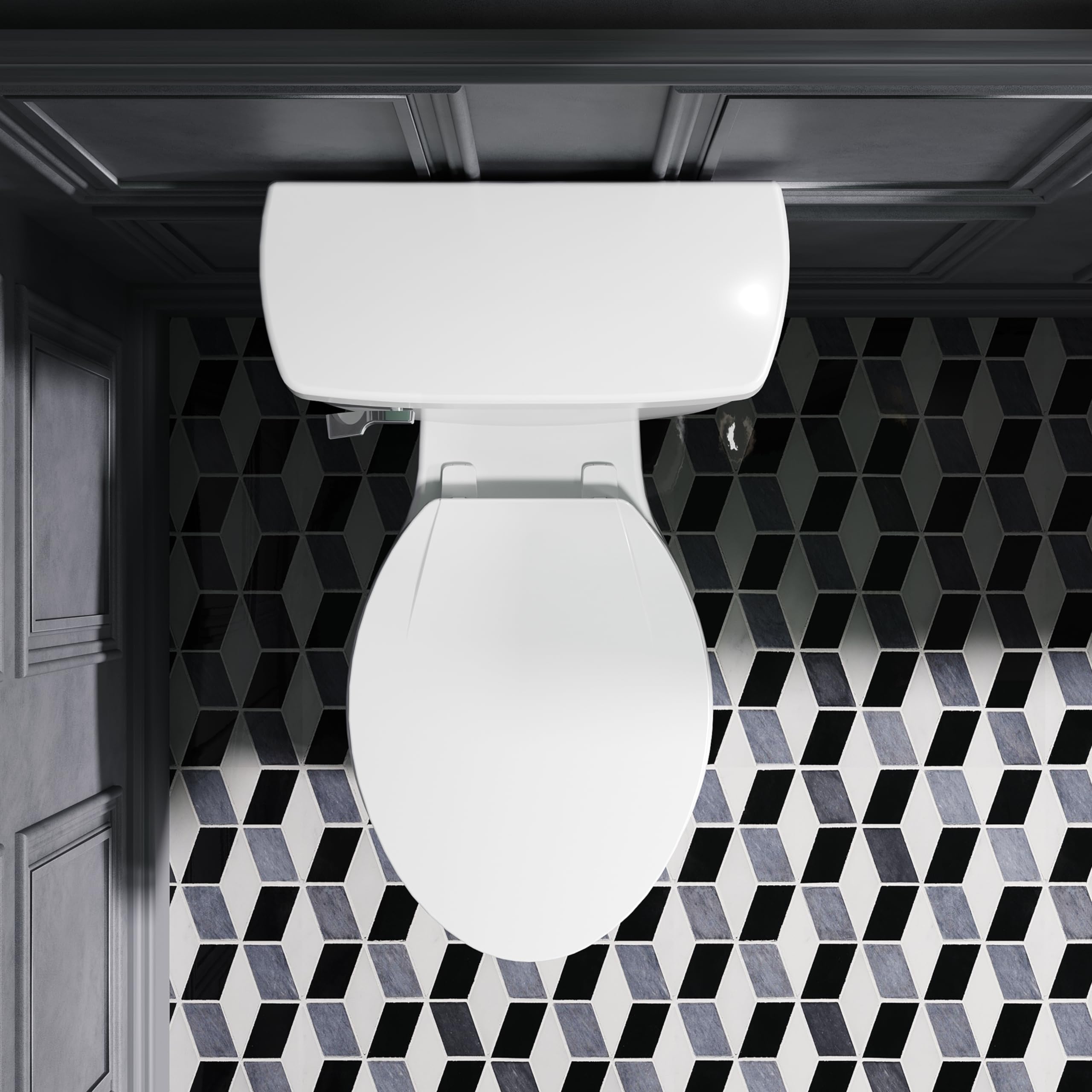 ELLAI Two Piece Elongated Toilets ADA Chair Comfort Height 16.5" Powerful Single Flush 1.28 GPF 12” Rough In with Side Trip Lever, White 28.3"x17.2“x31"