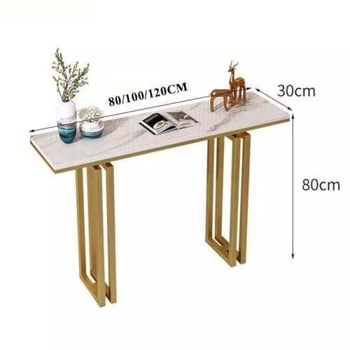 Entryway Table, Modern Faux Marble Slim Table Sofa Side Table, Long Narrow Couch Accent Table with Metal Frame, for Hallway, Foyer and Living Room (Color : Style 2, Size : 120x30x80cm)