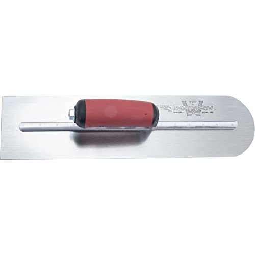 MARSHALLTOWN 16 x 4 inch Rounded Front High Carbon Steel Finishing Trowel, Concrete Tools, DuraSoft Handle, XtraLite Mount, MXS66RED
